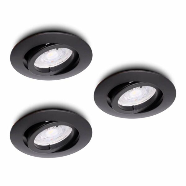 Komplet Sæt Med 3 Led Spot Monti Sort Gu10 Dæmpbar 4 2 Watt Led Verden