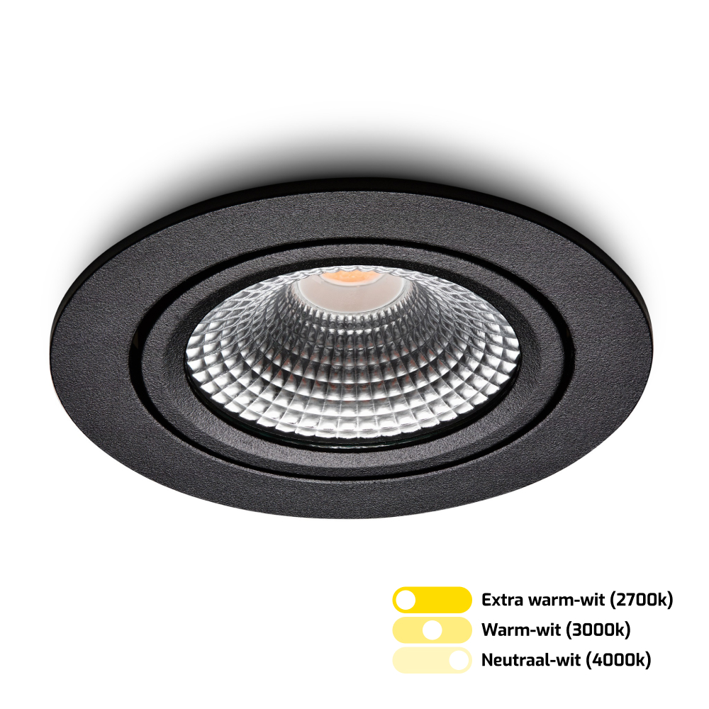 LED-indbygningsspot Vivaro sort trefarvet 5 W | LED Verden
